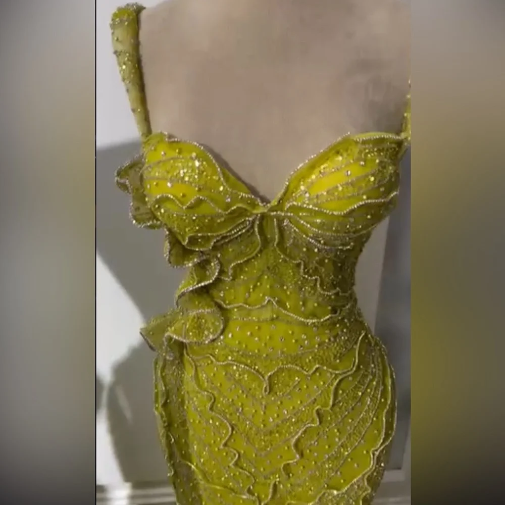 Lumnije Krasniqi | Dresses | Custom Sequin Green Maxi Dress By Lumnije ...